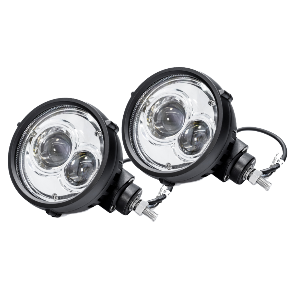 Pack x2 : Phare LED CRAWER rond universel (croisement/route ...