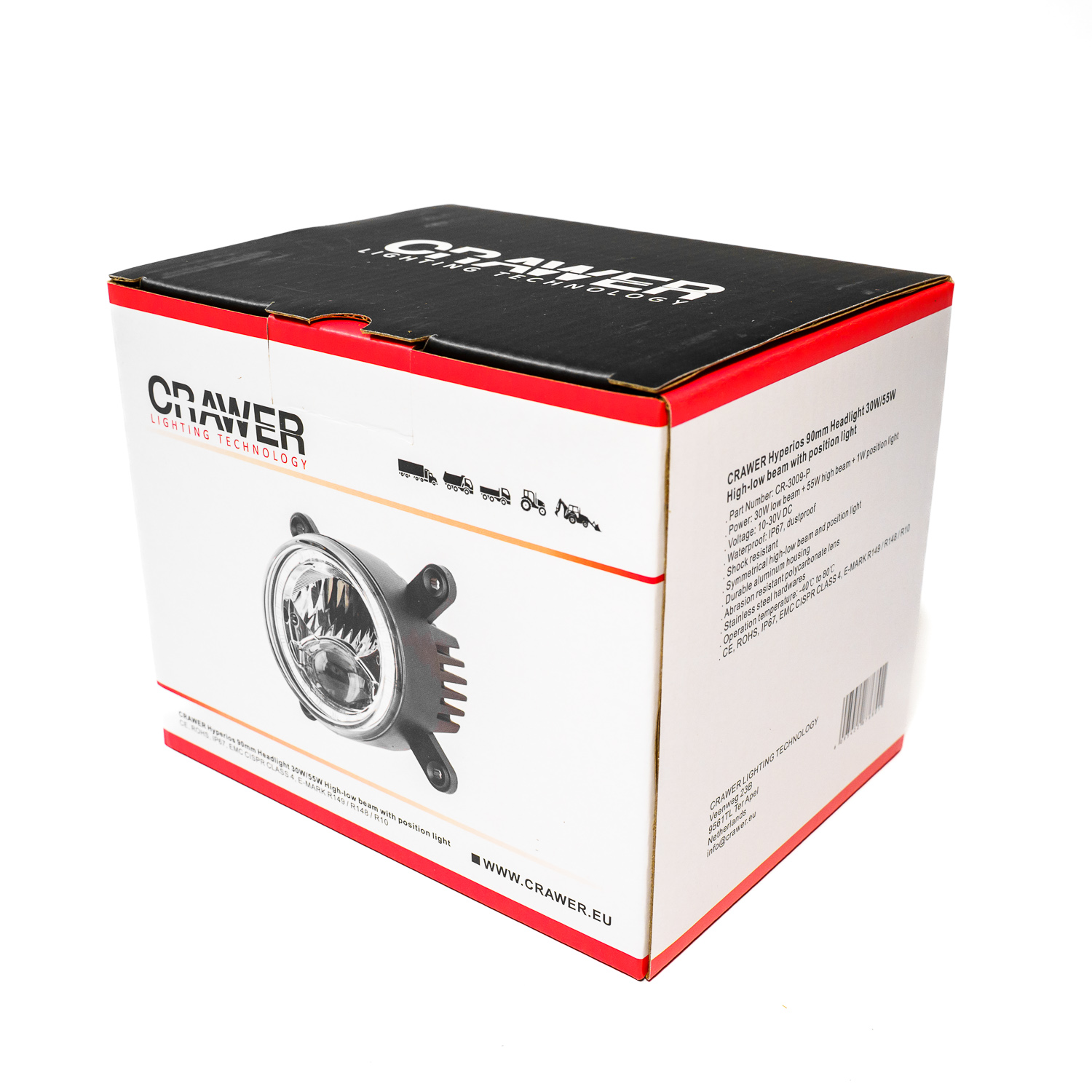 Pack x 2 Phare LED Route/Croisement CRAWER Hyperios 90 mm – avec HALO ...